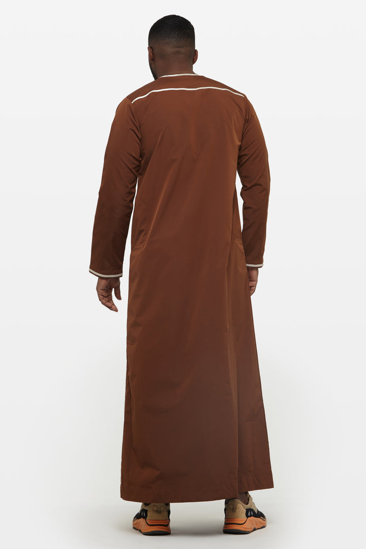 Chocolate Brown & Ivory Omani Thobe – CAVE